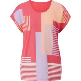 Damen Rundhalsshirt im Grafik-Dessin grapefruit-flieder-bedruckt, Gr&ouml;&szlig;e 54