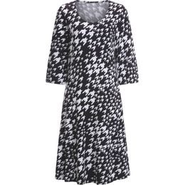 Damen Jerseykleid im Hahnentritt-Muster schwarz-wei&szlig;-bedruckt, Gr&ouml;&szlig;e 38