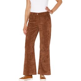 Damen Cordhose in ausgestellter Form cognac, Gr&ouml;&szlig;e 52