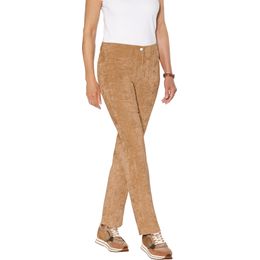 Damen Cordhose mit Stretch-Anteil camel, Gr&ouml;&szlig;e 46