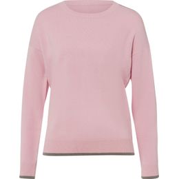 Damen Langarm-Pullover mit Kontraststreifen ros&eacute;-taupe, Gr&ouml;&szlig;e 54