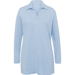 Damen Langarmshirt in Longform eisblau, Gr&ouml;&szlig;e 46