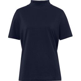 Damen Stehkragenshirt aus reiner Baumwolle marine, Gr&ouml;&szlig;e 52