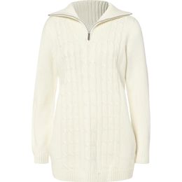 Damen Longpullover mit Troyerkragen, pflegeleicht ecru, Gr&ouml;&szlig;e 52