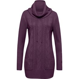 Damen Longpullover mit aufgesetzten Taschen traube, Gr&ouml;&szlig;e 46