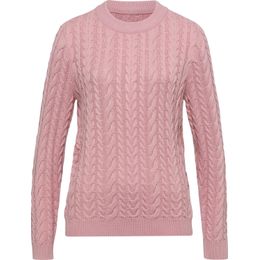Damen Langarm-Pullover mit Zopfmuster hortensie, Gr&ouml;&szlig;e 40