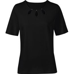Damen Rundhalsshirt mit Cut-outs schwarz, Gr&ouml;&szlig;e 38