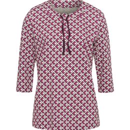Damen 3/4-Arm-Shirt im grafischen Druckmuster ecru-burgund-bedruckt, Gr&ouml;&szlig;e 44