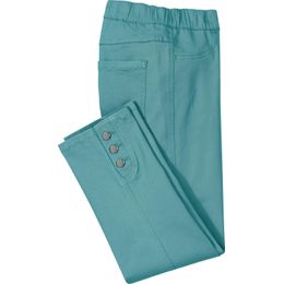Damen 7/8-Jeans mit seitlichen Zierkn&ouml;pfen ozean, Gr&ouml;&szlig;e 26