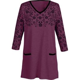 Damen Longshirt mit 2 Taschen bordeaux-schwarz, Gr&ouml;&szlig;e 46