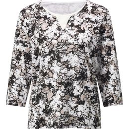 Damen 2-in-1-Shirt in formstabiler Jersey-Qualit&auml;t sesam-schwarz-bedruckt, Gr&ouml;&szlig;e 38