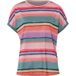 Heine Damen T-Shirt in Ausbrenner-Qualit&auml;t flamingo-jade-geringelt, Gr&ouml;&szlig;e 50