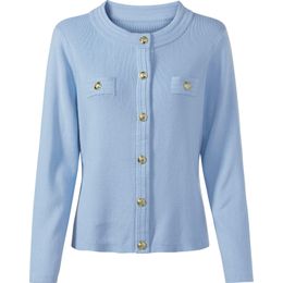 Heine Damen Strickjacke mit Schmuckkn&ouml;pfen eisblau, Gr&ouml;&szlig;e 34