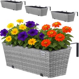 Casaria Polyrattan Blumenkasten 4er-Set Grau