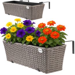 Casaria Polyrattan Blumenkasten 2er-Set Creme