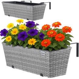Casaria Polyrattan Blumenkasten 2er-Set Grau