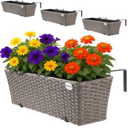Casaria Polyrattan Blumenkasten 4er-Set Creme