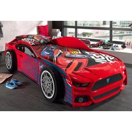 Autobett Vipack "Sport-Wagen Optik, Liegefläche 90/200, MDF glänzend lackiert", rot, B:111cm, Betten, prägnante Front aus Kunststoff, ein Highlight im Kinderzimmer