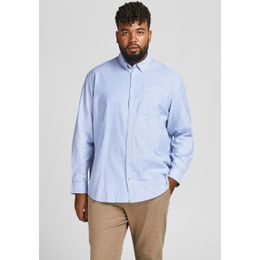 Jack & Jones PlusSize Langarmhemd "OXFORD SHIRT", Herren, Gr. XXXL (60/62), N-Gr, blau (cashmere blau), Web, Obermaterial: 100% Baumwolle, JACK & JONES PLUSSIZE, unifarben, normal, Rundhals, Hemden