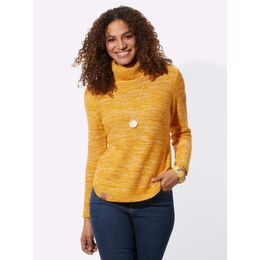 Rollkragenpullover Casual Looks "Pullover", Damen, Gr. 40, gelb (ocker, meliert), 54% Baumwolle, 46% Polyacryl, meliert, unifarben, Pullover