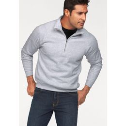 Sweatshirt Fruit of the Loom, Herren, Gr. S (44/46), grau (hellgrau), angeraute Sweatware, Obermaterial: 80% Baumwolle, 20% Polyester, unifarben, Basic, schmal, ohne Ausschnitt, Raglan&auml;rmel Rippb&uuml;ndchen, Sweatshirts Sweatshirt, mit Rei&szlig;verschluss