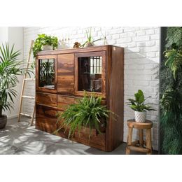 Highboard Sheesham 166x40x145 walnuss gewachst TORONTO #204