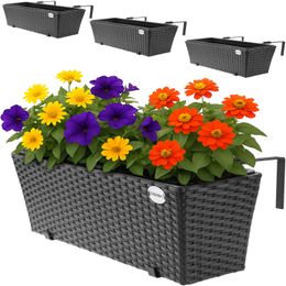 Casaria Polyrattan Blumenkasten 4er-Set Schwarz
