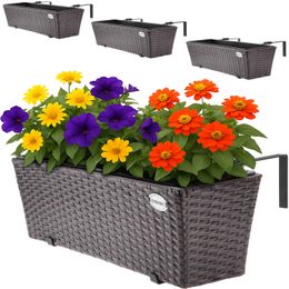 Casaria Polyrattan Blumenkasten 4er-Set Braun