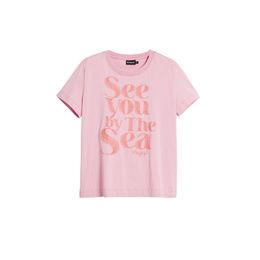 Desigual T-Shirt 'Message' Damen Gr&ouml;&szlig;e L apricot / rosa