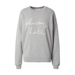 Catwalk Junkie Sweatshirt 'Always late' Damen Gr&ouml;&szlig;e S graumeliert / wei&szlig;