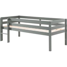 Spielbett Vipack "Pino, Kiefer massiv, Liegefläche 90/200, Made in Europe", grau, B:104,9cm H:83cm L:207,6cm, Betten, inkl. Rolllattenrost, wahlweise mit oder ohne Rutsche