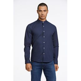 Langarmhemd LINDBERGH, Herren, Gr. L, N-Gr, blau (navy mix), Stoff, Obermaterial: 97% Baumwolle, 3% Elasthan, slim fit normal, Rundhals, mit Kn&ouml;pfen 2-Knopf-Manschette mit Kn&ouml;pfen, Hemden, mit Stehkagen