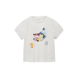 Mango Kids T-Shirt 'BLUSEA' M&auml;dchen Gr&ouml;&szlig;e 104 marine / hellblau / pink / offwhite