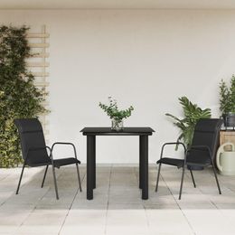 vidaXL 3-tlg. Garten-Essgruppe Schwarz Stahl und Textilene