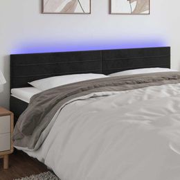 vidaXL LED Kopfteil Schwarz 180x5x78/88 cm Samt