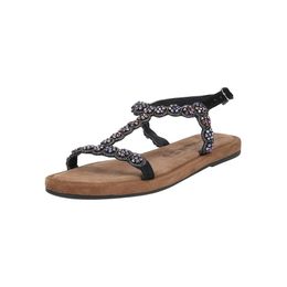 Lazamani Leder-Sandalen in Schwarz/ Bunt - 48% | Größe 37 | Damen-sandalen