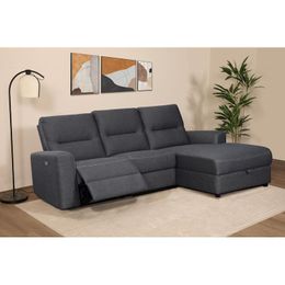Home Affaire Ecksofa »VENOIR, L-Form, 250 cm, manuelle u. elektrische Funktion (m. USB A/C)« Stauraum unter der Recamiere, 2. Staufach, Federkern...