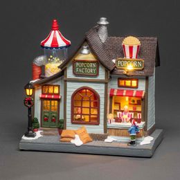 Konstsmide Weihnachtshaus "Weihnachtsdeko", B/H/T: 22,5cm x 22cm x 14cm, bunt, Weihnachtsdörfer, LED Szenerie Popcornfabrik, mit Animation, 8