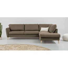 Ecksofa Home Affaire, B:278cm H:88cm T:202cm, braun, 100% Polyester, Wohnzimmer, Sofas, "MARSEILLE 278/202 cm, L-Form, Ottom. rechts/links,