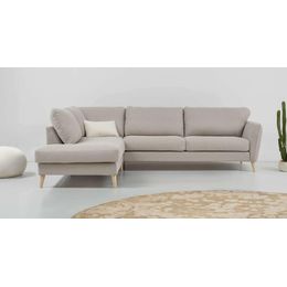 Ecksofa Home Affaire, B:278cm H:88cm T:202cm, beige, 100% Polyester, Wohnzimmer, Sofas, "MARSEILLE 278/202 cm, L-Form, Ottom. rechts/links,