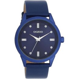 Oozoo Damen Quarzuhr, blau, Armbanduhren, Armbanduhr, Damenuhr, Lederarmband, Zirkonia (synth.)