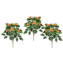 Kunstblume I.GE.A., B:17cm H:34cm L:17cm, orange, Polyester, Kunstpflanzen, "Künstlicher Rosenbusch", Kunstrose Blume Strauß Bouquet Rosen