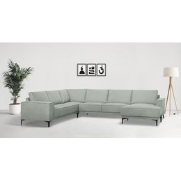 Wohnlandschaft Places of Style, B:342cm H:85cm T:260cm, blau, 100% Polyester, Sofas, "XXL Sofa Oland, Struktur, Flachgewebe, Luxus-Microfaser,