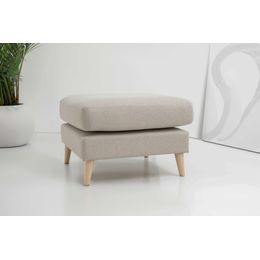 Polsterhocker Home Affaire, B:70cm H:47cm T:70cm, beige, 100% Polyester, Hocker, "MARSEILLE", Massivholzbeine Eiche, Landhausstil, Wellenunterfederung