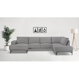 Wohnlandschaft Places of Style, B:345cm H:85cm T:210cm, grau, 100% Polyester, Sofas, "XXL Sofa Oland, Struktur, Flachgewebe, Luxus-Microfaser,
