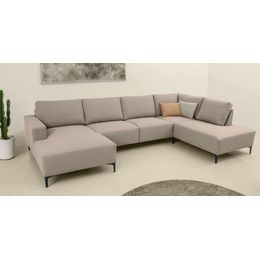 Wohnlandschaft Home Affaire, B:333cm H:85cm T:198cm, braun, 100% Polyester;Hartfaserplatte;Holz;Pappe;Spanplatte, Sofas, "Tournon U-Form, XXL Sofa,