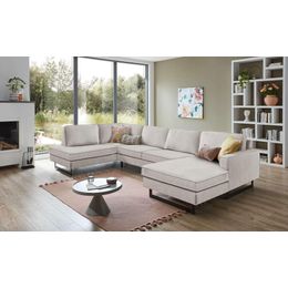Wohnlandschaft Places of Style, B:350cm H:85cm T:206cm, beige, 90% Polyester, 10% Nylon, Sofas, "Pinto, 350 cm, U-Form, XXL, mit Ottomanen", Cord,