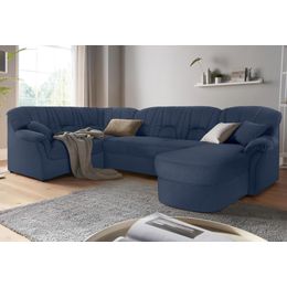 Wohnlandschaft DOMO collection, B:308cm H:91cm T:200cm, blau, Luxus-Microfaser (100% Polyester), mit Muster;Struktur (100% Polyester), Sofas, "Bahia