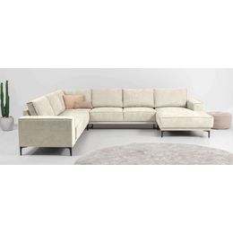 Wohnlandschaft Places of Style, B:342cm H:85cm T:260cm, beige, 100% Polyester, Sofas, "XXL Sofa Oland, Struktur, Flachgewebe, Luxus-Microfaser,