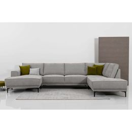 Wohnlandschaft Places of Style, B:345cm H:85cm T:210cm, grau, 100% Polyester, Sofas, "XXL Sofa Oland, Struktur, Flachgewebe, Luxus-Microfaser,